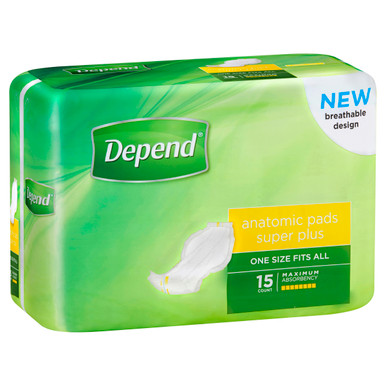 Depend Anatomic Pads Super Plus, Pack/15 (Sold as a pack can be ...