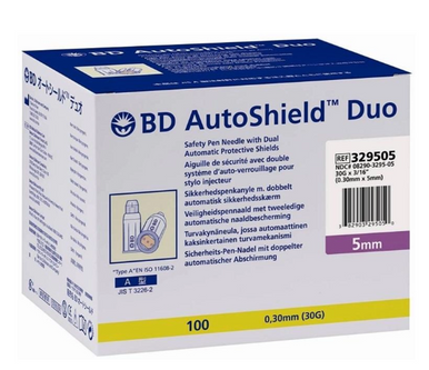 AutoShield Duo Insulin Needle 30g x 5ml Box/100 - Health Equipment and ...