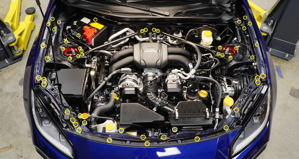 Dress Up Bolts Stage 1 Titanium Hardware Engine Bay Kit for the GR86 ...