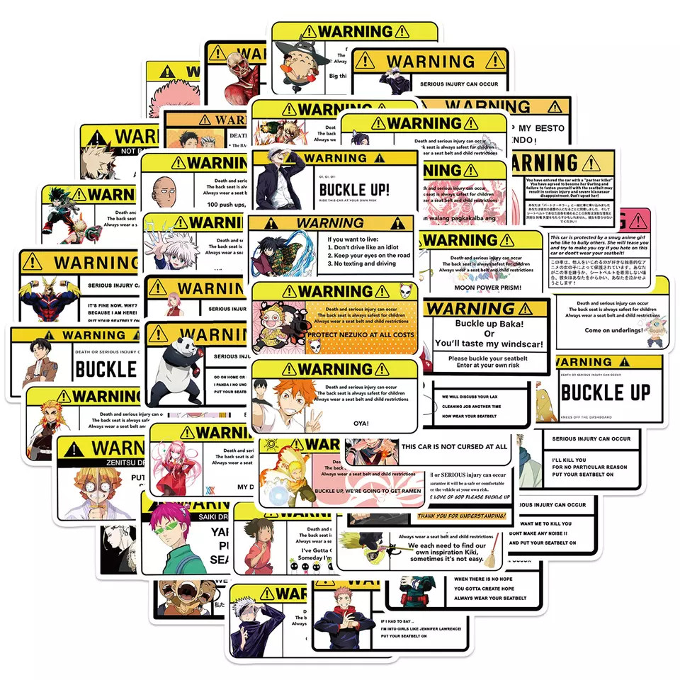 ANIME WARNING STICKER PACK 50PCS - KATACHI