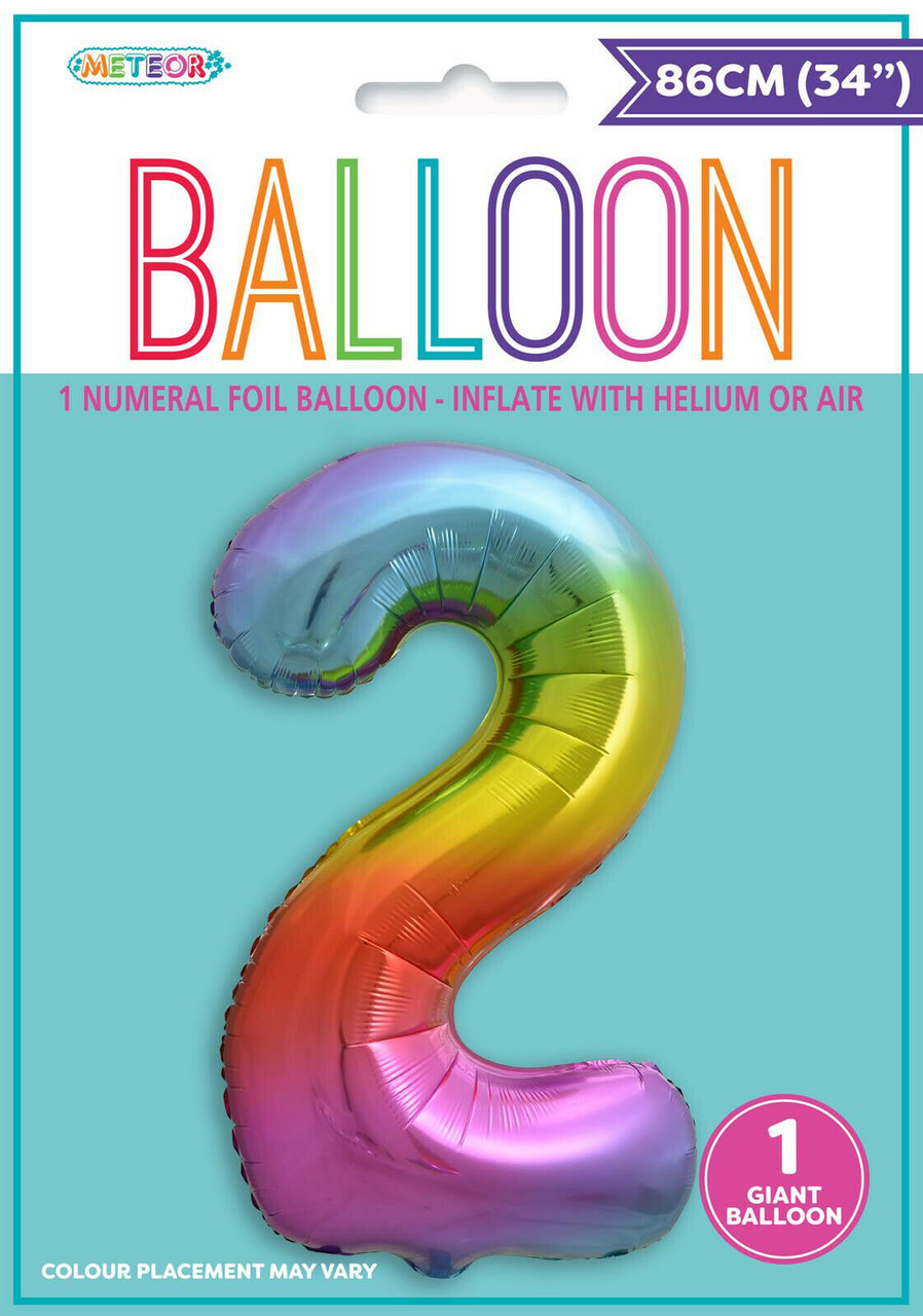 Rainbow Number 2 Two Foil Balloon