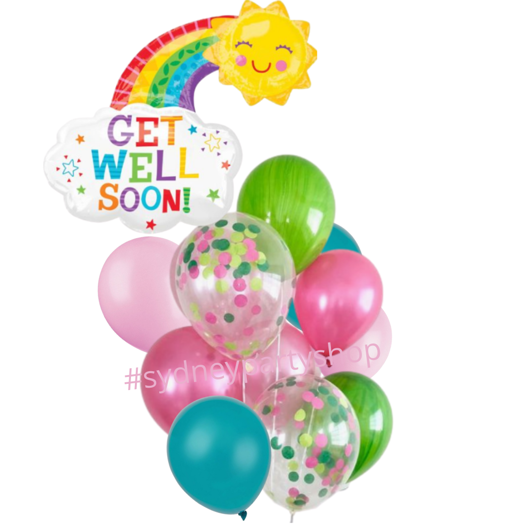 Get well soon rainbow balloon bouquet