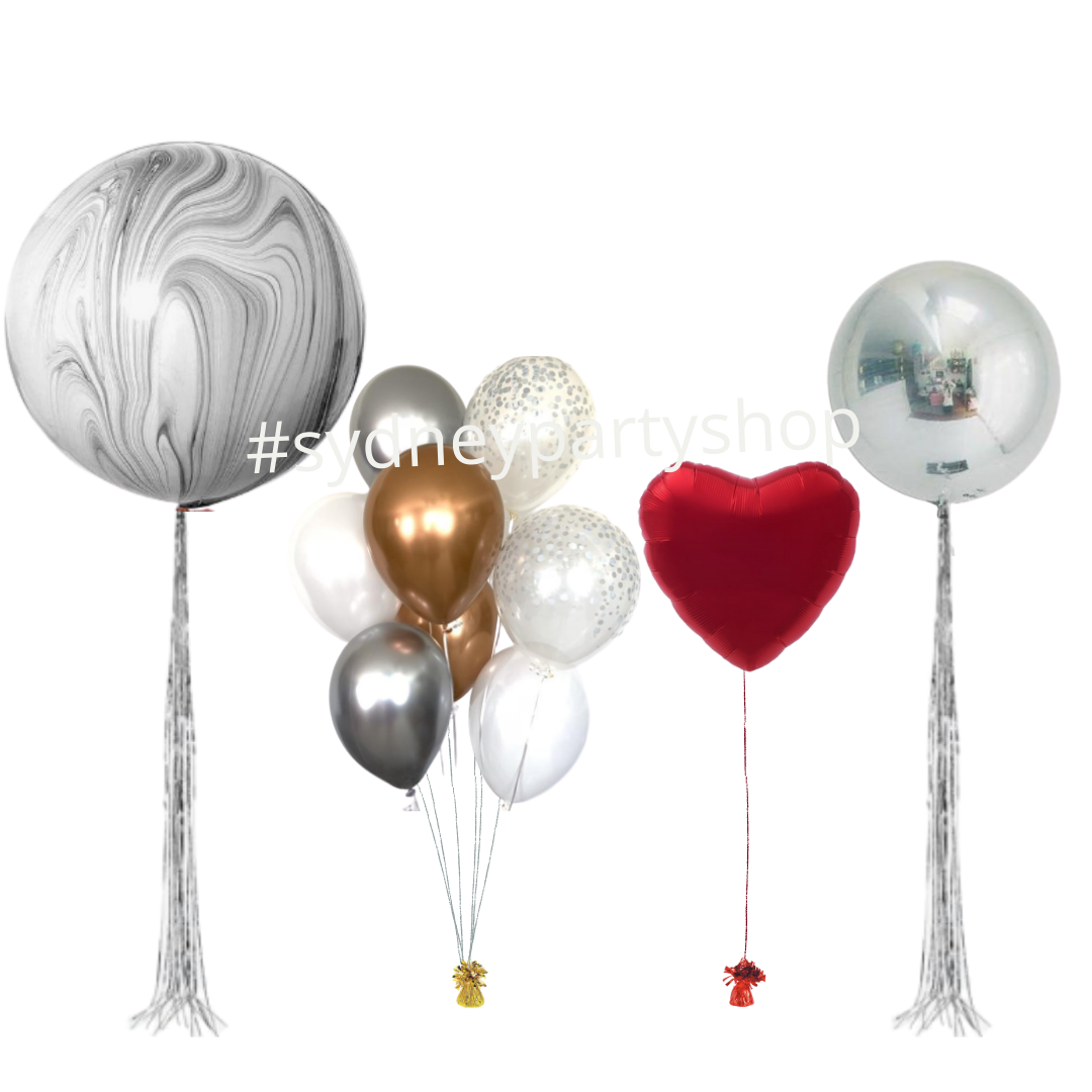 Classy Silver and red balloons party combo