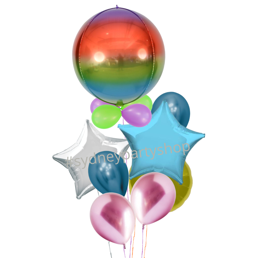 Colorful metallic balloon bouquet