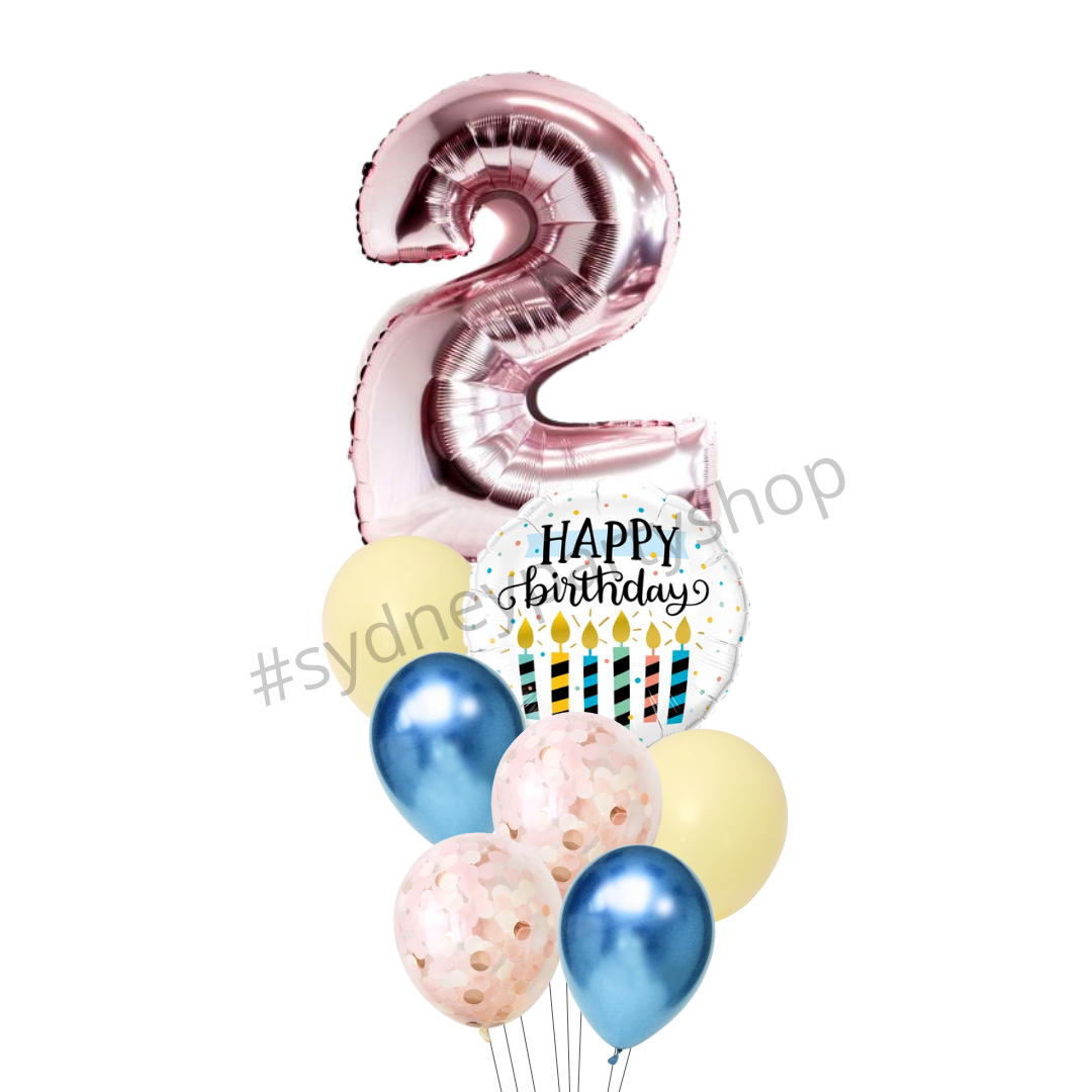 Neutral birthday balloon bouquet with number