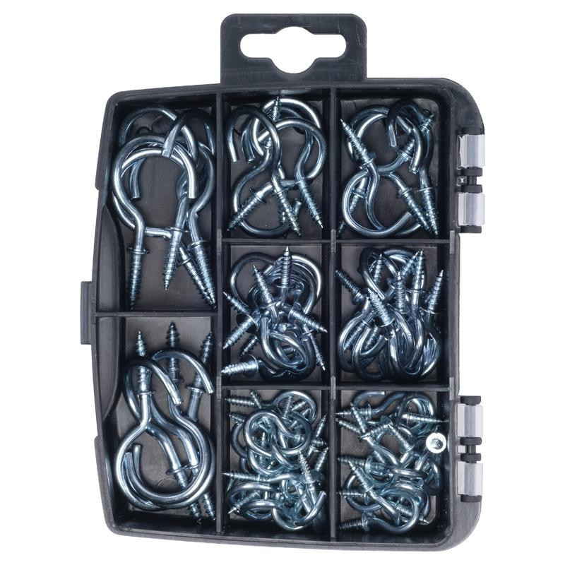 Fasteners & Fixings in Storage Case Round Screw Hooks