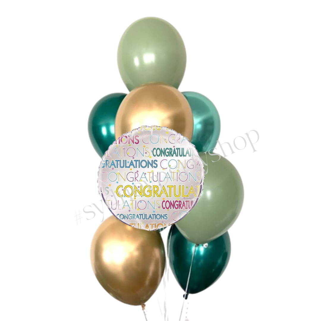 Congratulations Green Balloon Bouquet