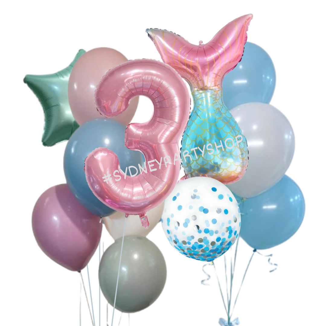 Mermaid Tail Balloon Bouquet with Number