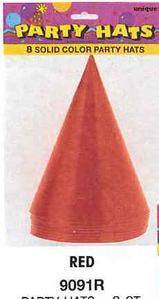 PARTY HATS RED PK 8 - Sydney Party Shop