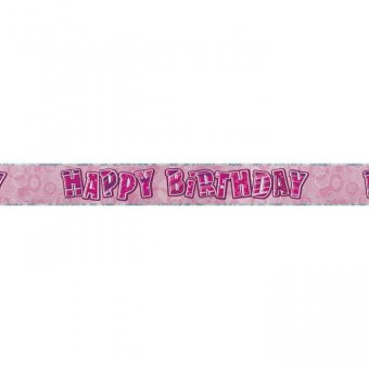 Pink Glitz Happy Birthday 12ft Foil Prism Banner - Sydney Party Shop