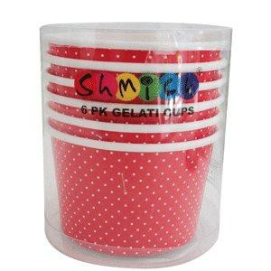 6 PK GELATO CUPS - PASTEL RED POLKA DOTS - Sydney Party Shop