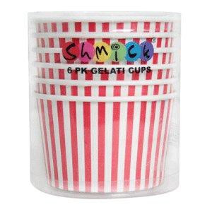 6 PK GELATO CUPS - RED STRIPE - Sydney Party Shop