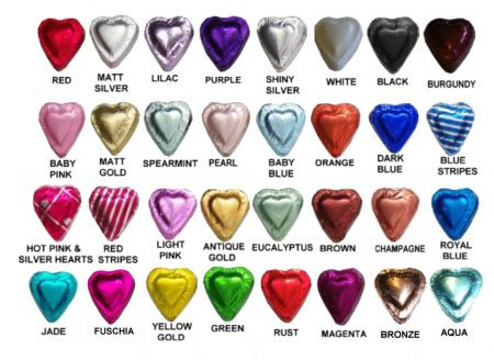 Chocolate Hearts Most Colours Each - Sydney Party Shop