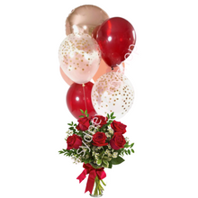 Red Roses and Balloon bouquet set