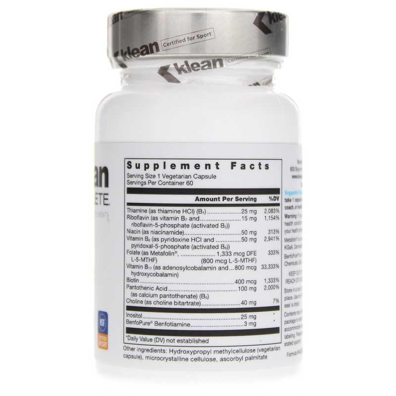 Klean Athlete Klean B-Complex- 60 Capsules - Free 2 to 4 Day Delivery