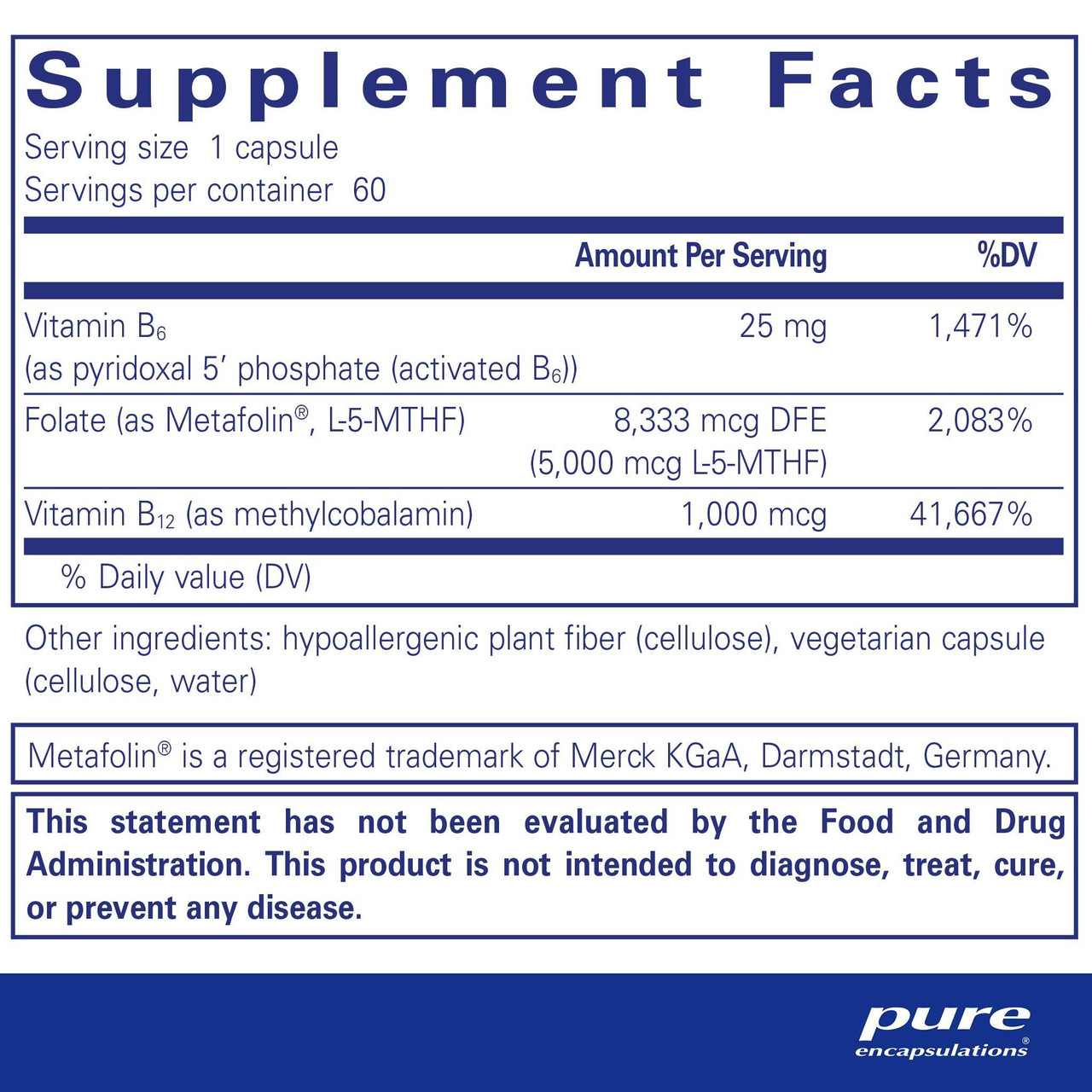 Pure Encapsulations Folate 5000 Plus - 60 capsules - Free 2 to 4 Day ...