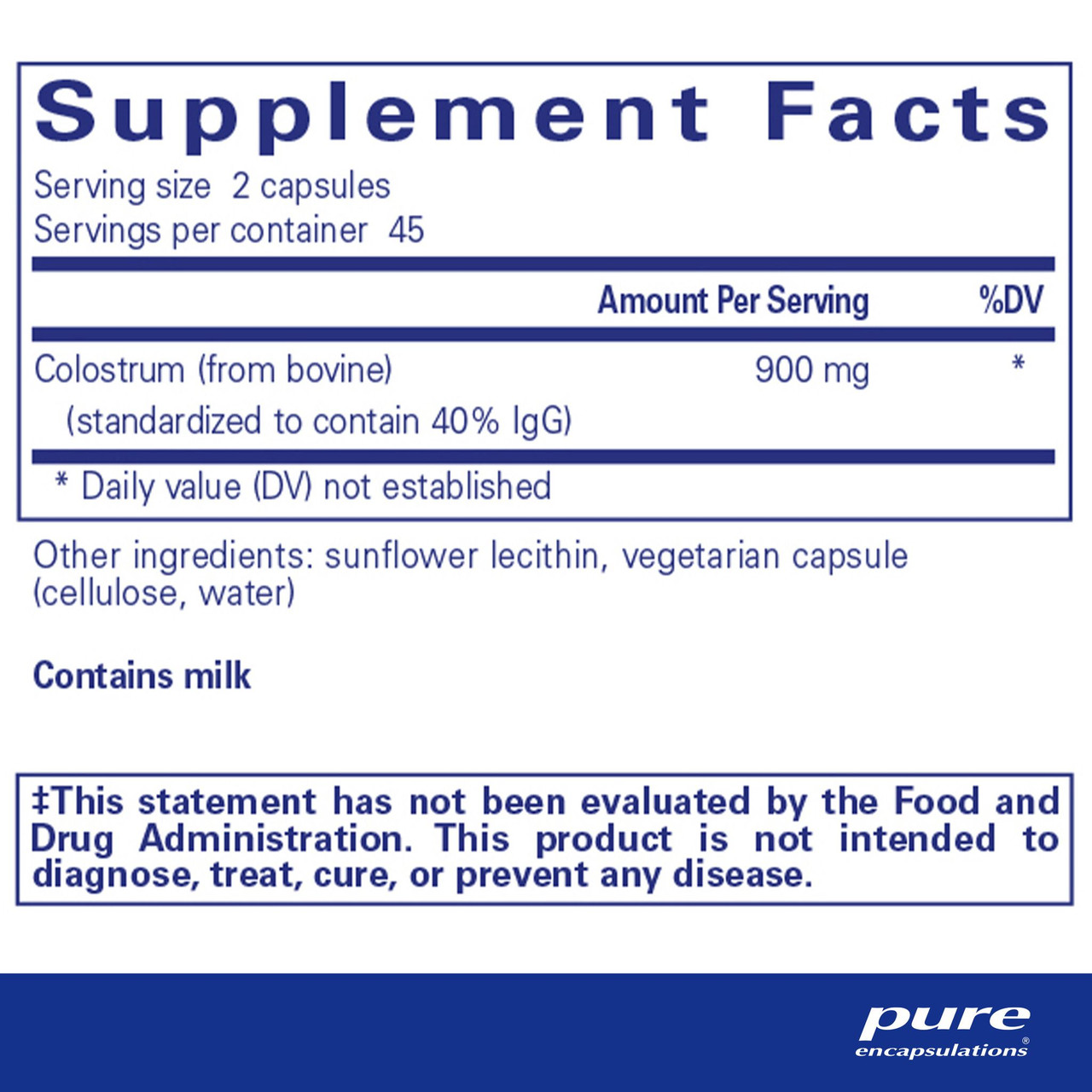 Pure Encapsulations Colostrum - 90 Capsules - Free 2 to 4 Day Delivery