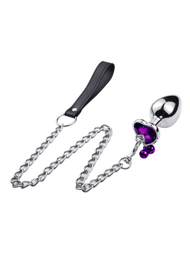 Purple Gem Bell Metal Butt Plug with Leash | The Lollipop Shop