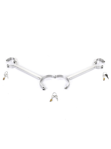 Stainless Steel Neck and Wrist Yoke with Padlock | The Lollipop Adult Shop