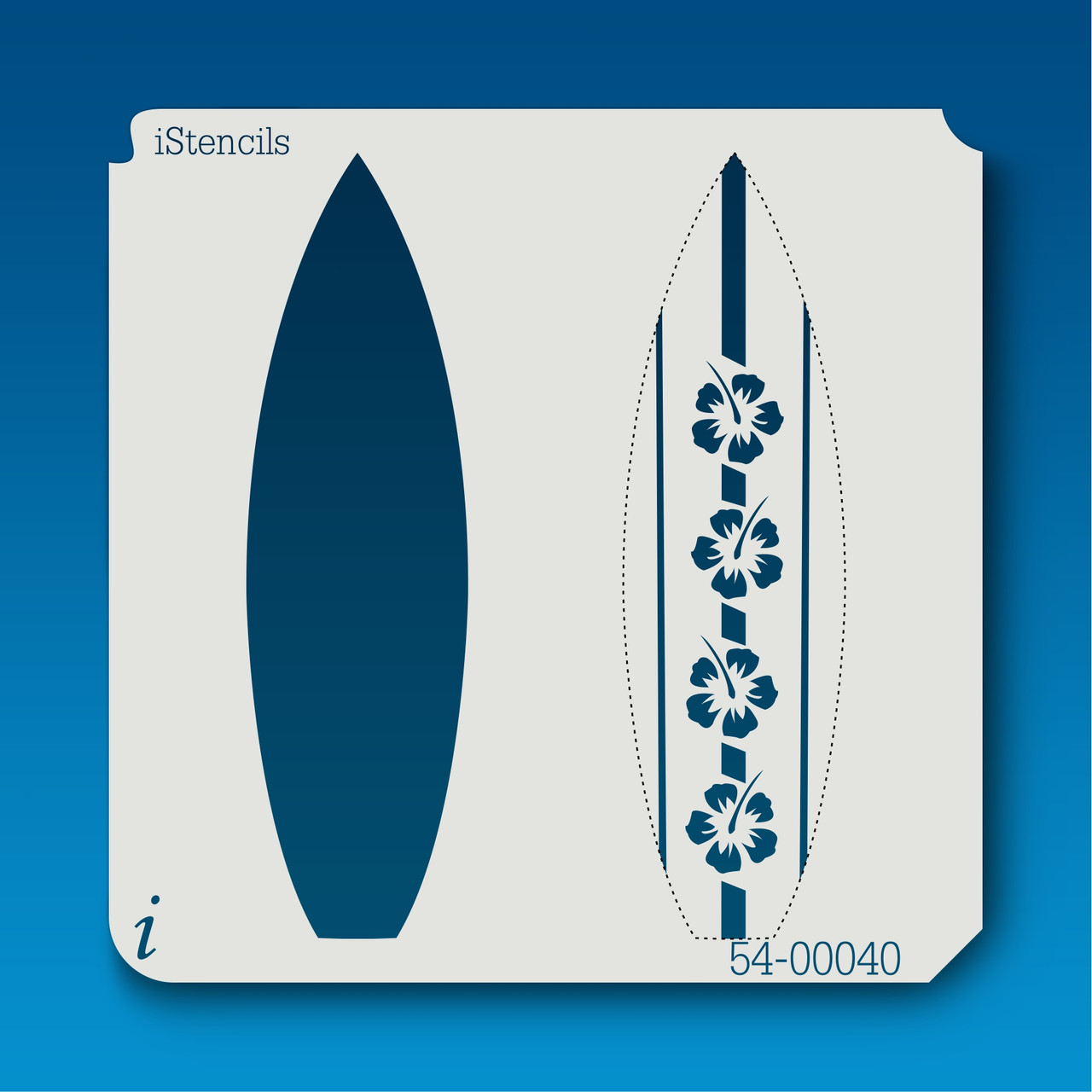 54-00040 Hibiscus Surf Board Stencil - iStencils