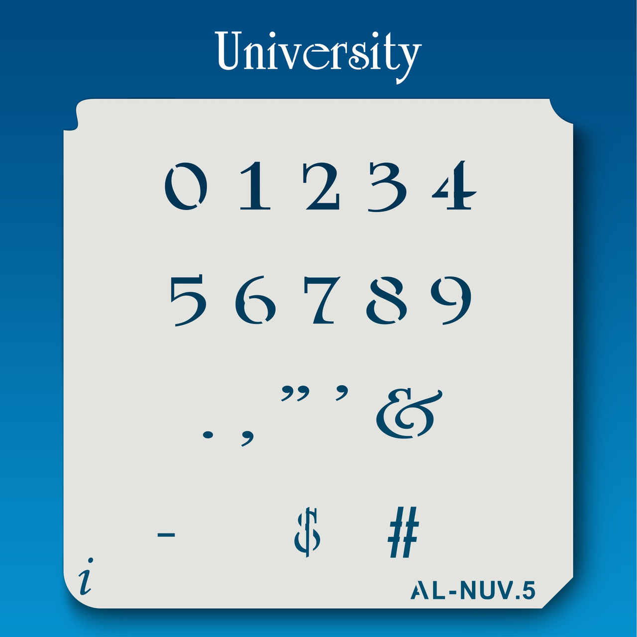 AL-NUV University - Numbers Stencil - iStencils