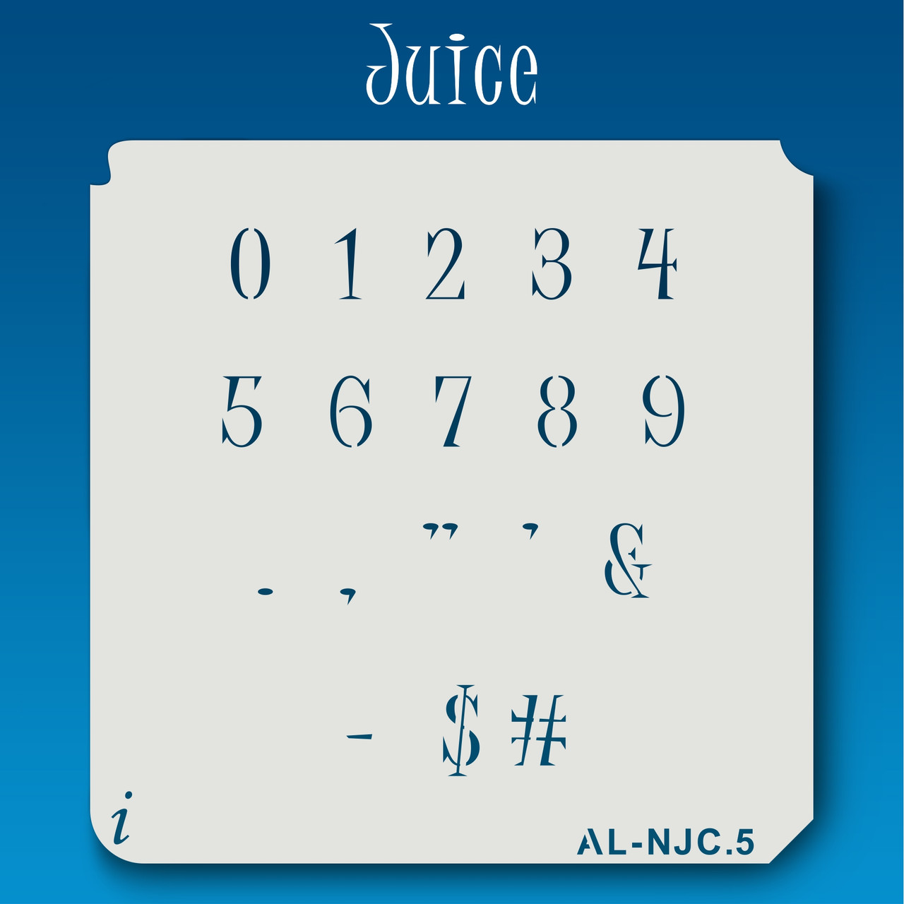 AL-NJC Juice - Numbers Stencil - iStencils