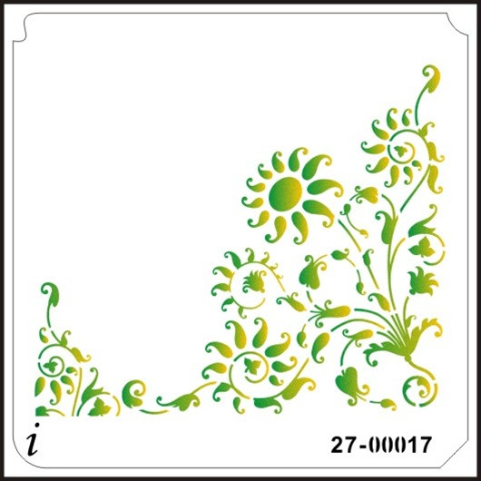 27-00017 Wild Flower Corner Stencil - iStencils