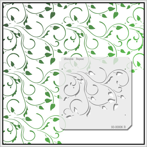 93-00006 R Leafy Repeating Vine Stencil - iStencils