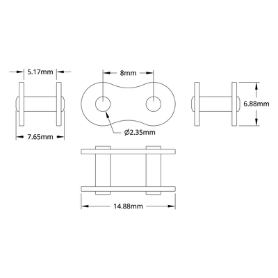 8mm Pitch Steel Chain Connecting Link - 6 Pack - goBILDA