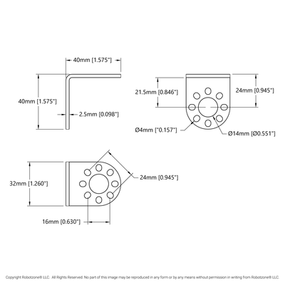 Round-End Steel L-Bracket - 2 Pack - goBILDA