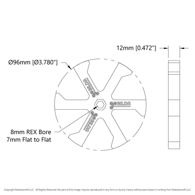 3615 Series Boot-Wheel (8mm REX™ Bore, 96mm Diameter, 30A Durometer ...