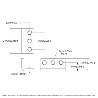 Threaded Steel L-Bracket (3 Hole) - 4 Pack - goBILDA