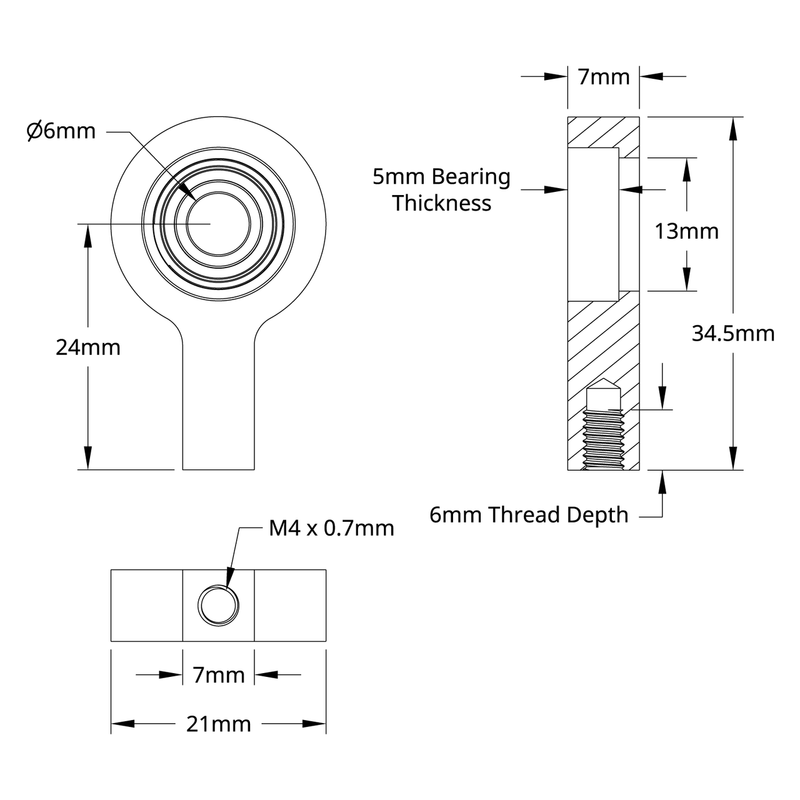 6mm Bore 1 Side 1 Post Pillow Block 24mm Height Gobilda