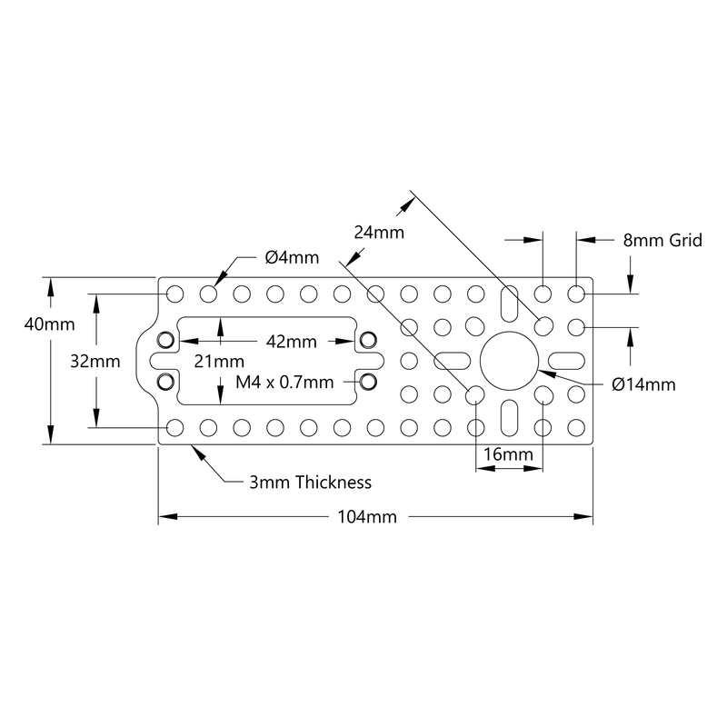 1800 Series Servo Pattern Plate (For Standard Size Servos) - goBILDA
