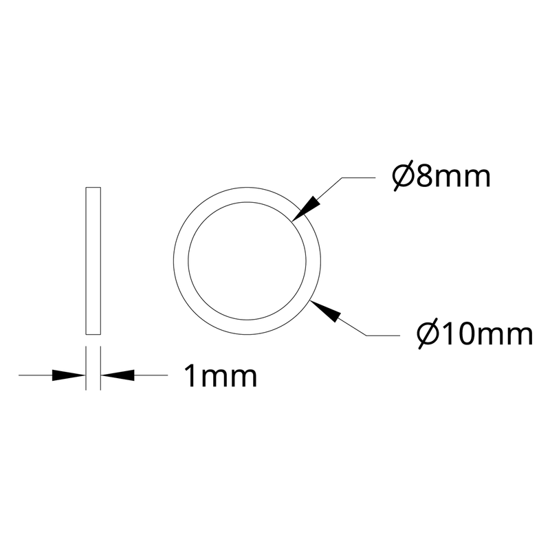 1500 Series Plastic Spacer (8mm ID x 10mm OD, 1mm Thickness) - 12 Pack ...
