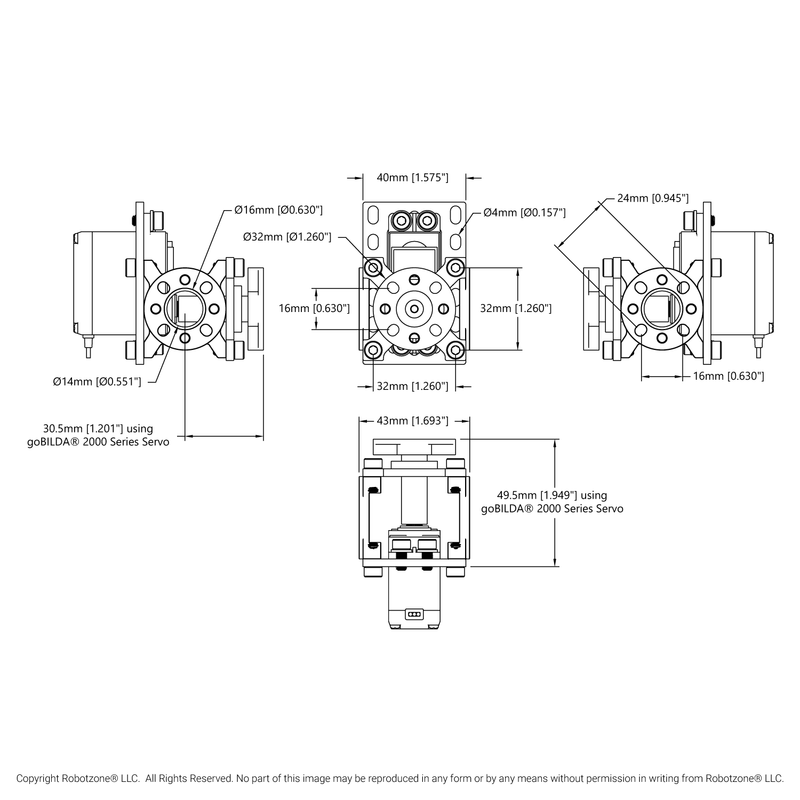 Servoblock® Standard Size 25 Tooth Spline Hub Shaft Gobilda