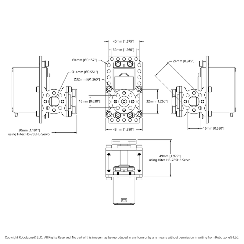 Servoblock® Large Size 24 Tooth Spline Hub Shaft Gobilda