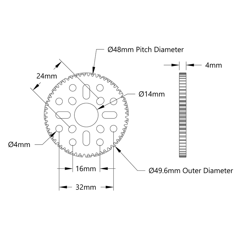60 Tooth Hub-Mount Gear (MOD 0.8, 4mm Thick Acetal) - goBILDA