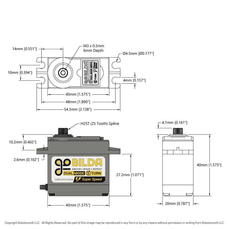 2000 Series 5 Turn Dual Mode Servo 25 4 Super Speed Gobilda