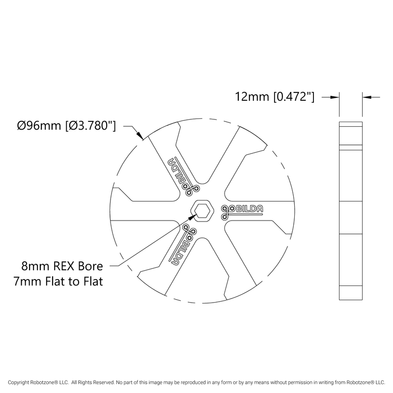 3615 Series Boot-Wheel (8mm REX™ Bore, 96mm Diameter, 30A Durometer ...