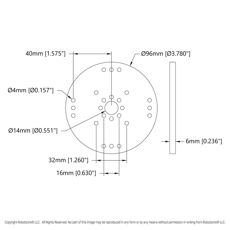 Plastic Hub-Mount Disc (14mm Bore, 96mm Diameter) - goBILDA