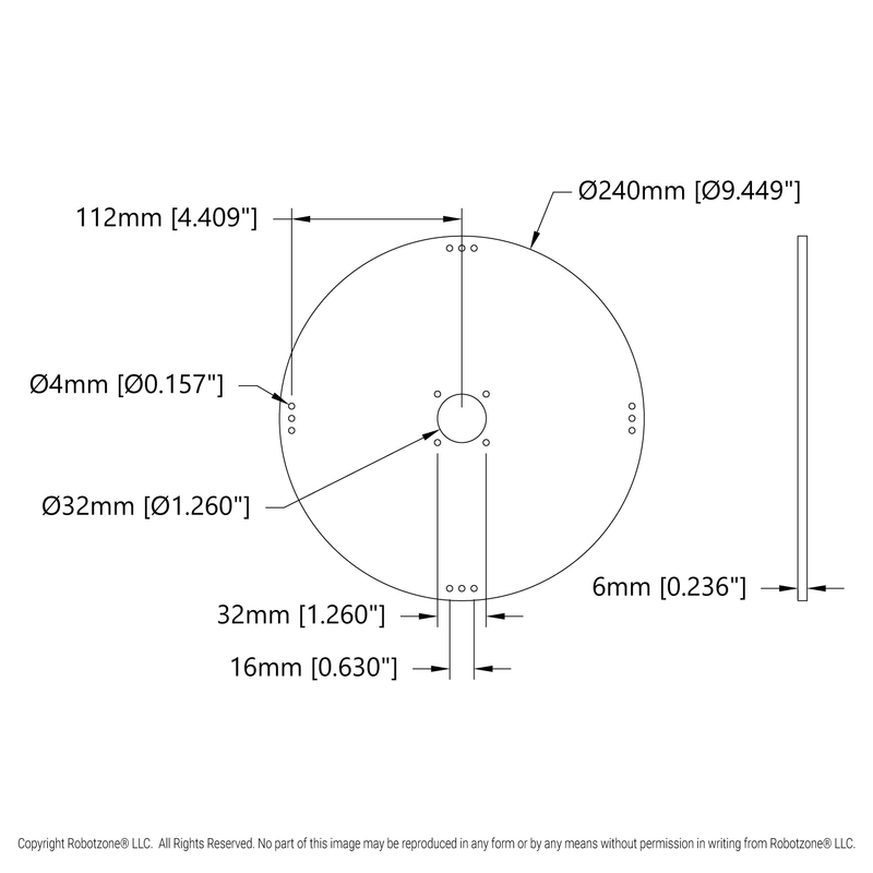 Plastic Hub-Mount Disc (32mm Bore, 240mm Diameter) - goBILDA