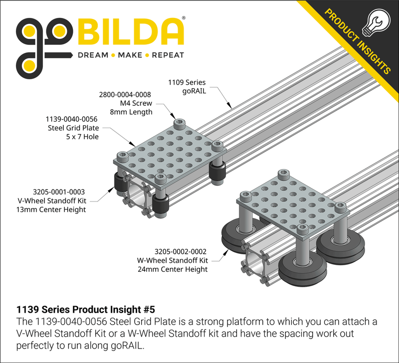 1139 Series Steel Grid Plates (5 x 7 Hole, 40 x 56mm) - 2 Pack - goBILDA