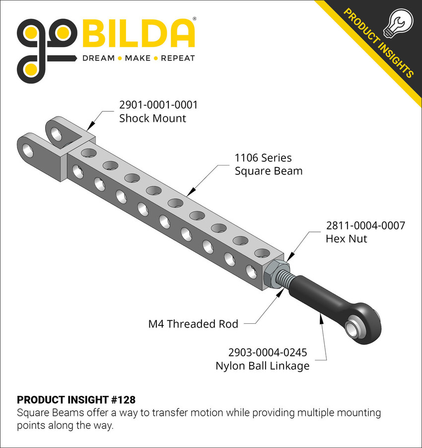 2903 Series Nylon Ball Linkage (M4, 24.5mm Length) - 4 Pack - goBILDA