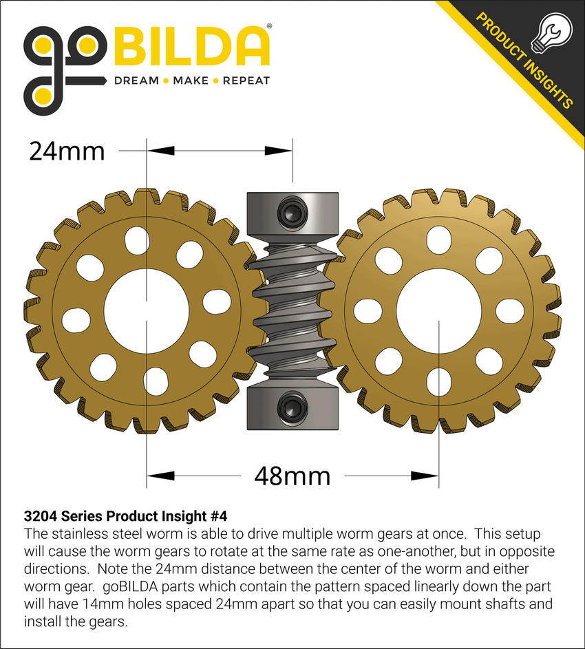 Worm Gear Set (24:1 Ratio, 6mm D-Bore Worm) - goBILDA