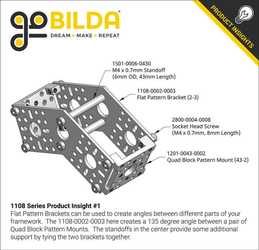1108 Series Flat Pattern Bracket (2-3) - goBILDA