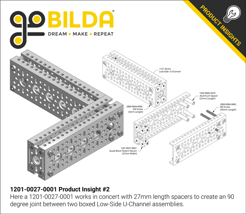 1201 Series Quad Block Pattern Mount (27-1) - goBILDA