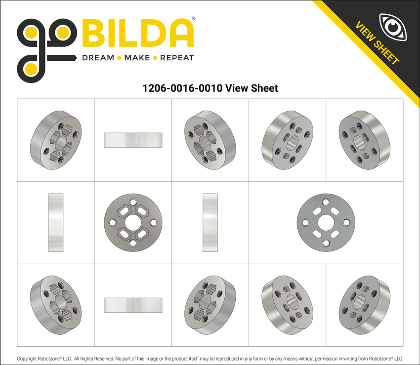 Thru-Hole REV to Threaded goBILDA Pattern Adaptor (16-10) - goBILDA