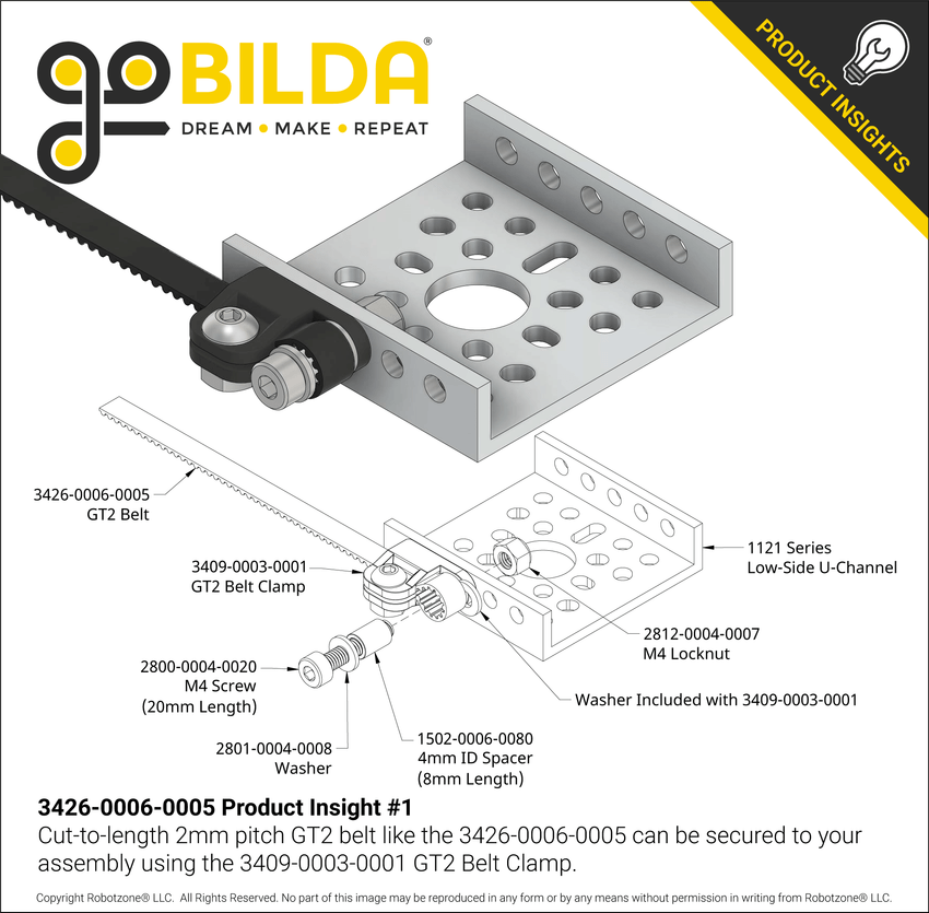 2mm Pitch GT2 Timing Belt (6mm Width, 5 meter Cut-Length) - goBILDA