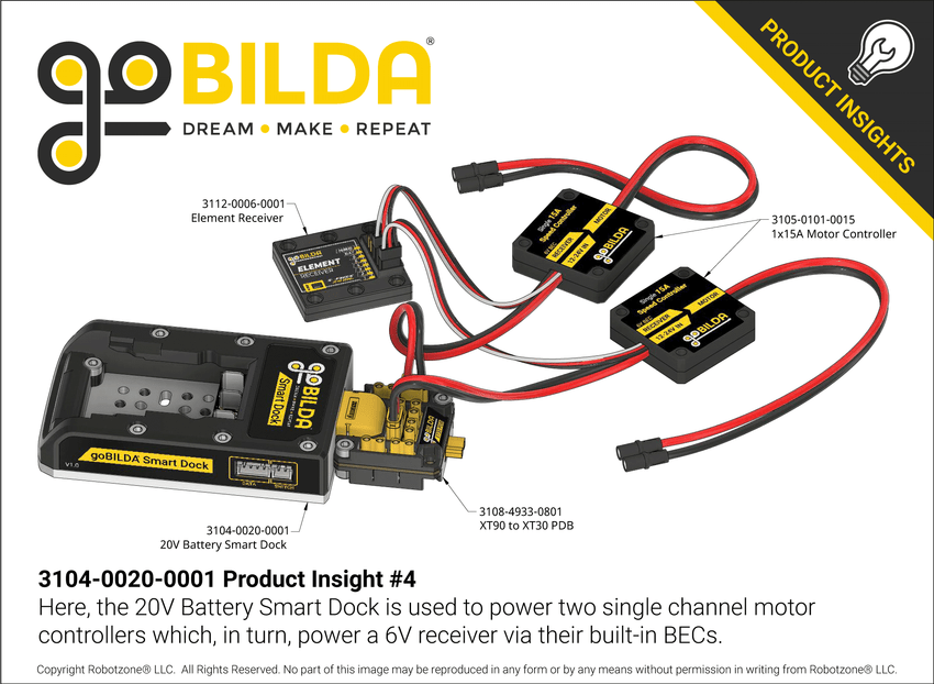 goBILDA® Smart Dock for 20V Battery (DEWALT® 20V MAX Compatible) - goBILDA